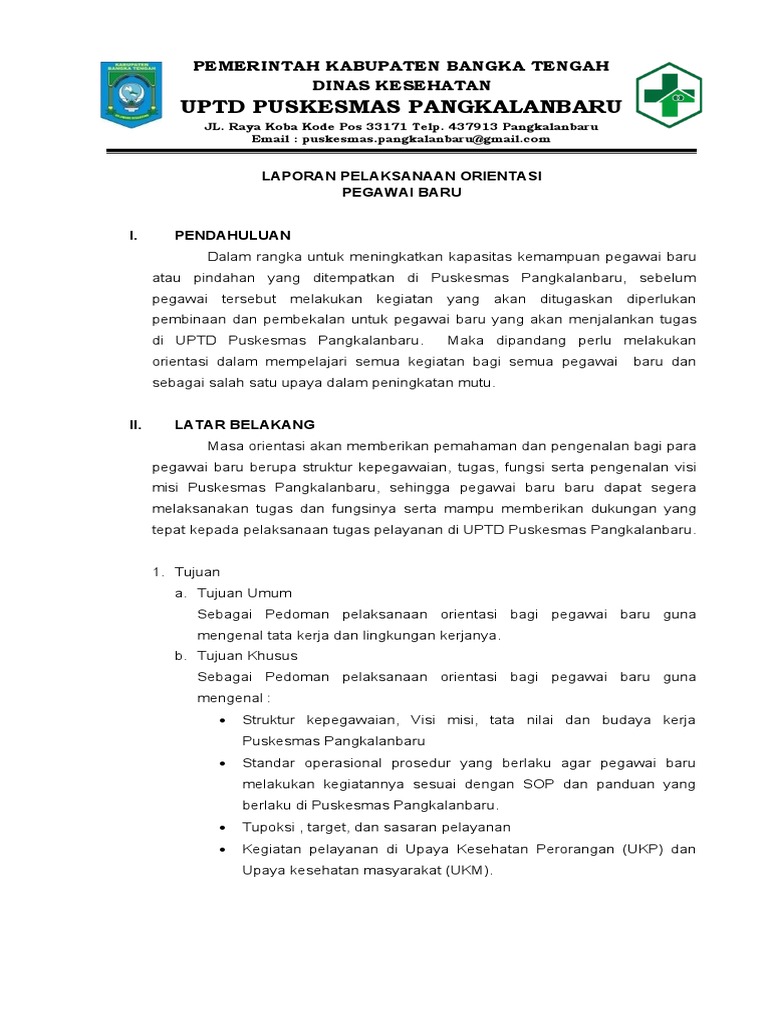 Orientasi Pegawai Baru Di Puskesmas Pangkalanbaru Mempersiapkan Sdm