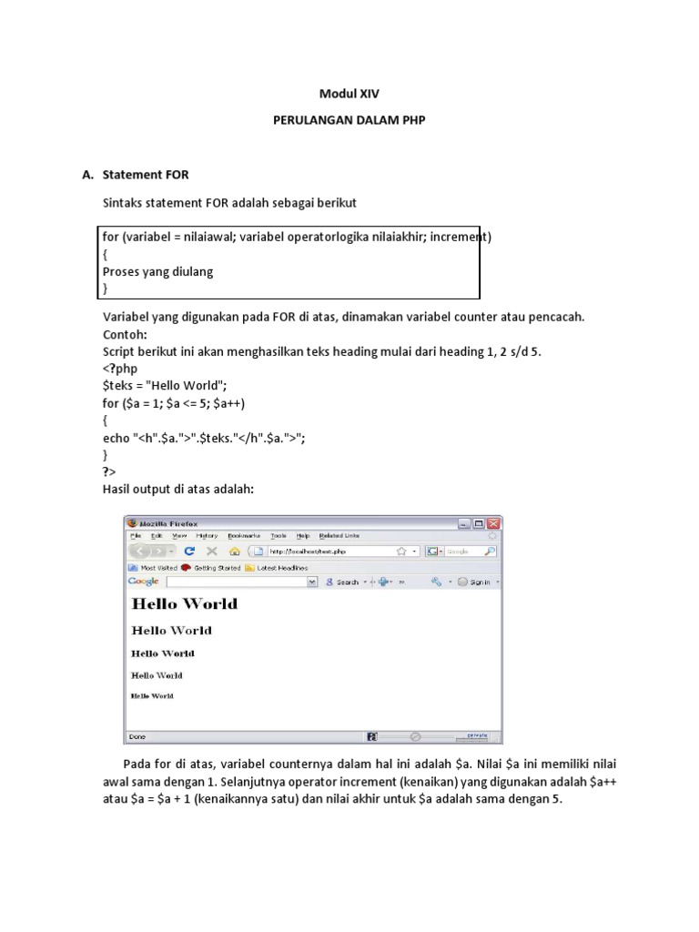 Perulangan dalam PHP | PDF