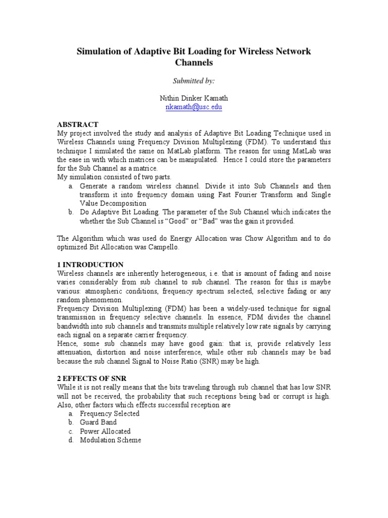 Adaptive Bit Loading Pdf Orthogonal Frequency Division Multiplexing
