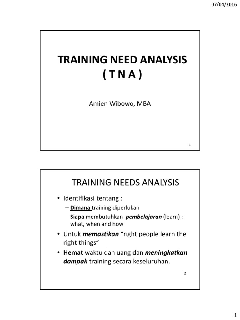 Training Need Analysis | PDF