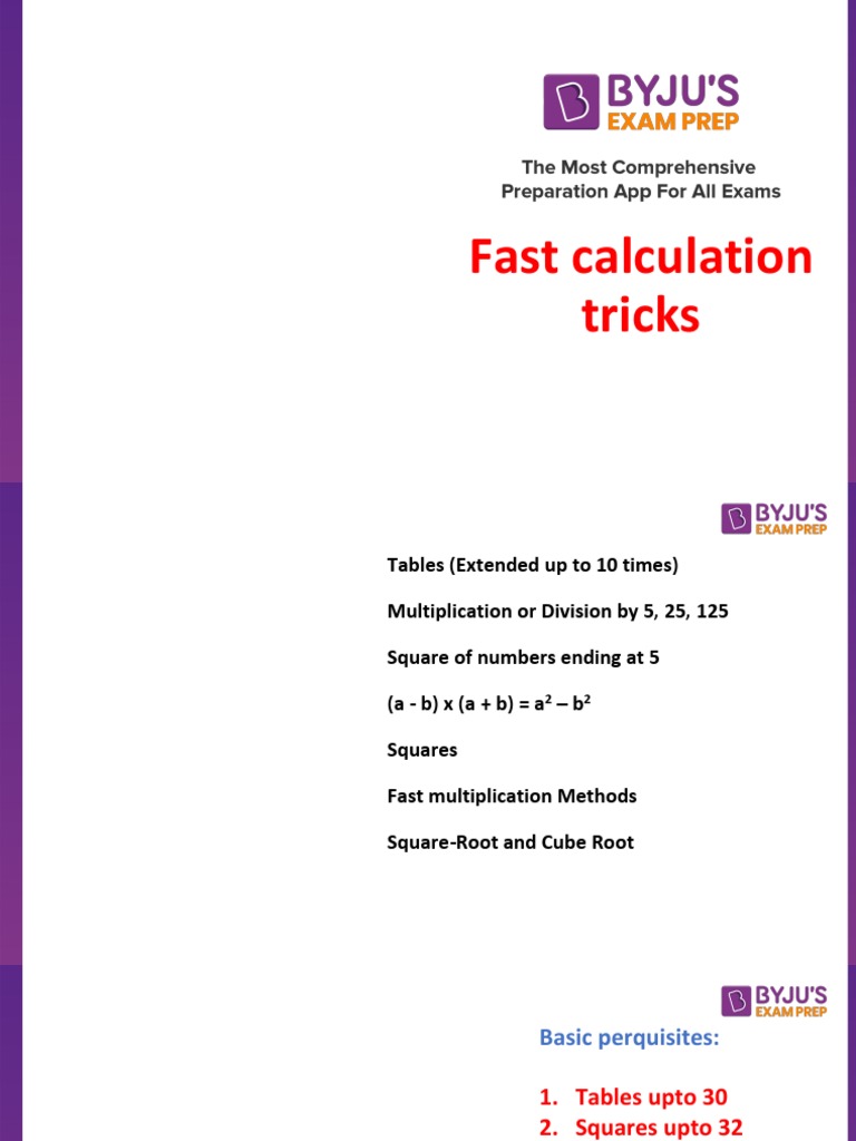 Fast Calculation Tricks 1637220056273 | PDF | Square Root | Multiplication