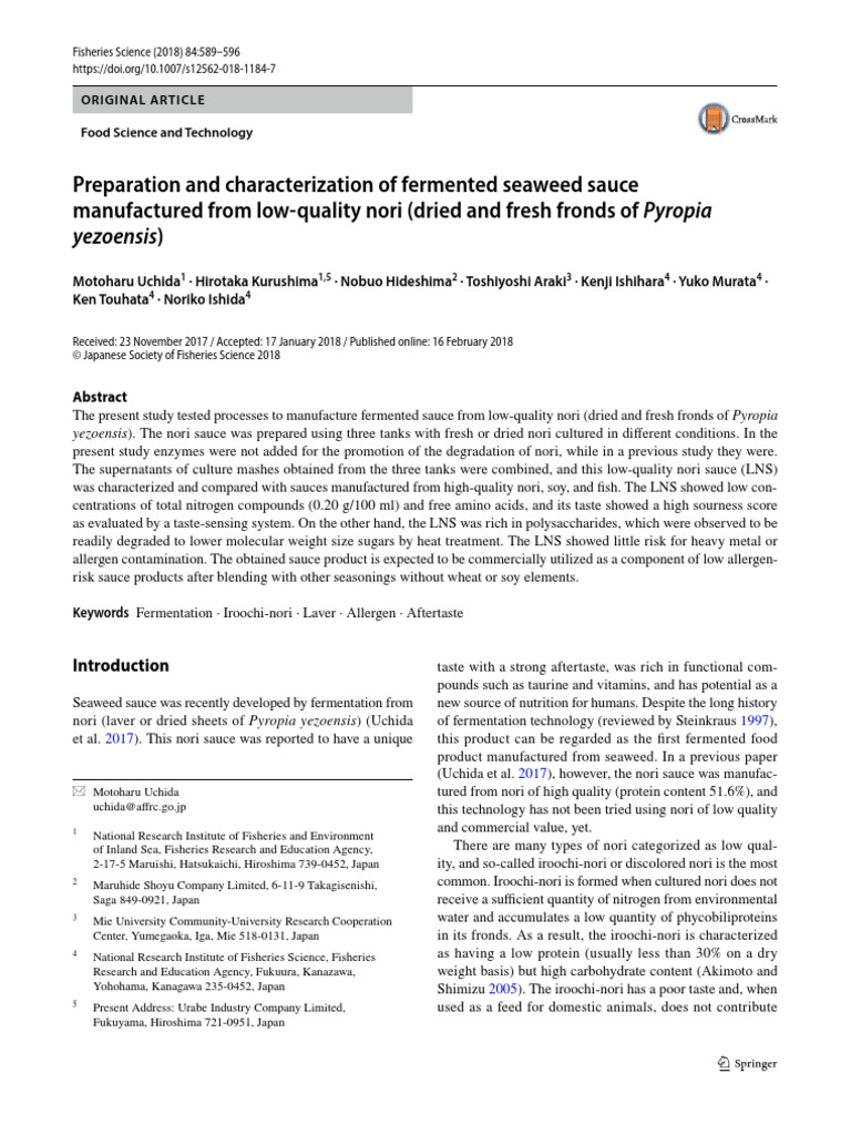 Fermented Seaweed Sauce | PDF | Taste | Chemistry