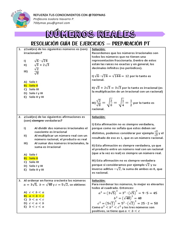 Ejercicios de Números Reales y Racionales | PDF | Números | Número racional