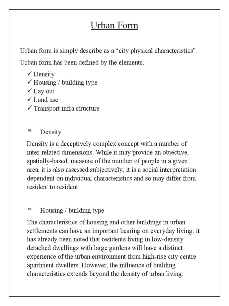 Understanding Urban Form Characteristics | PDF