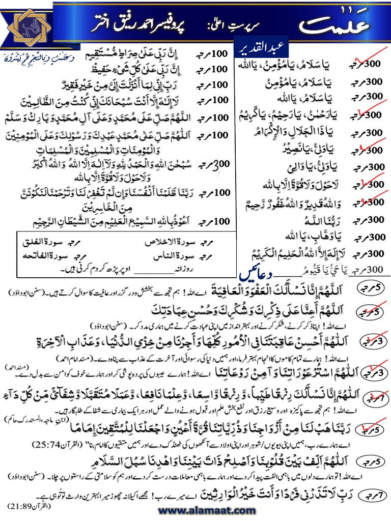 Tasbihat by Prof Rafique Akhter | PDF