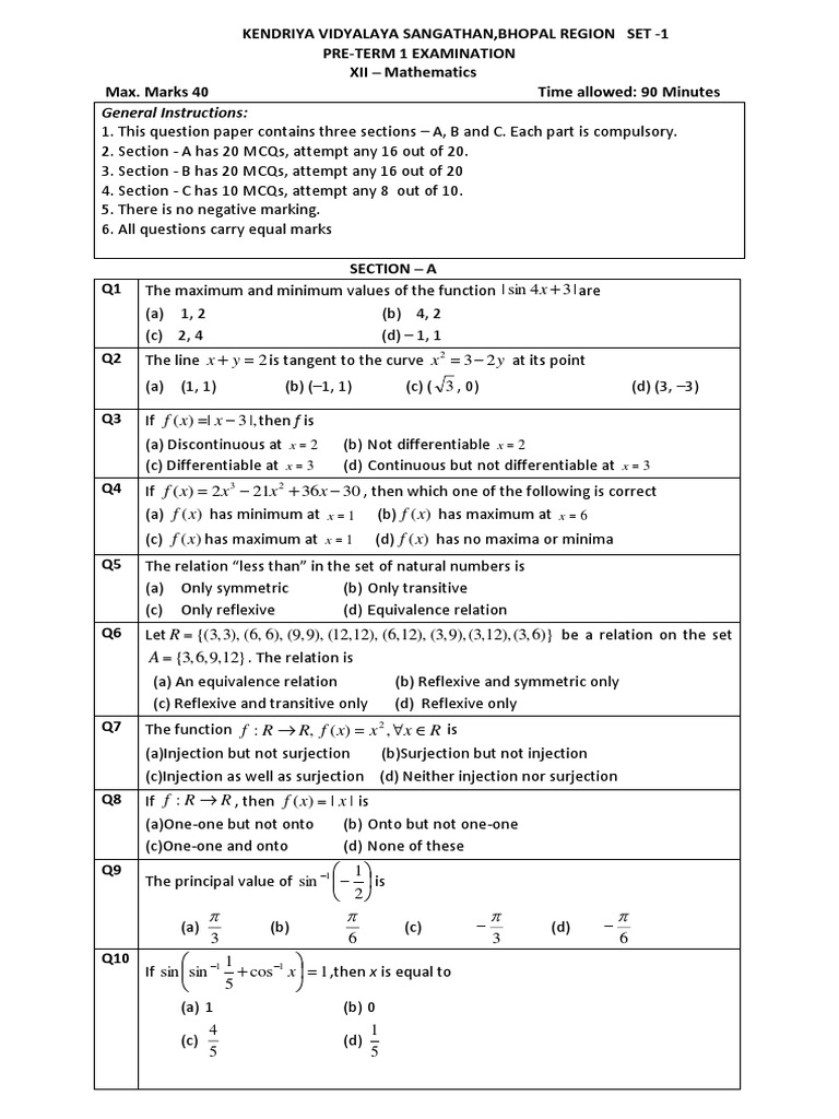 Maths QP Set-1 | PDF | Maxima And Minima | Mathematical Analysis
