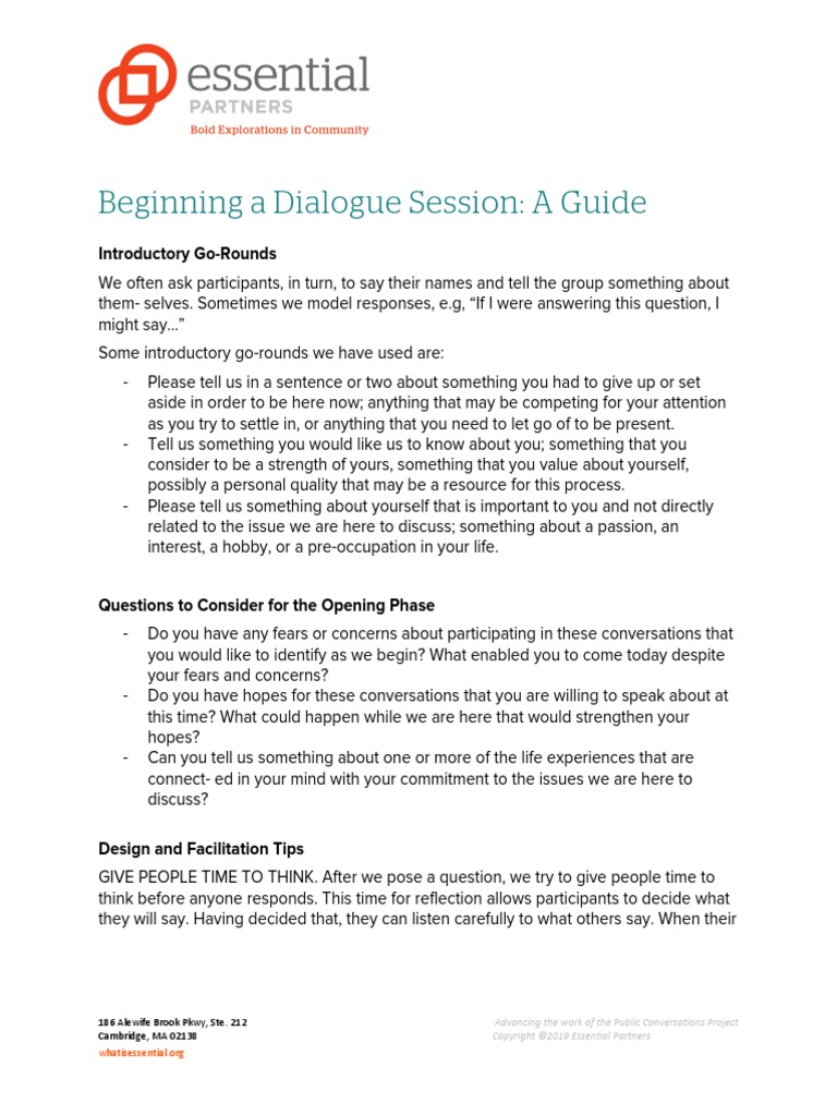 EP Beginning A Dialogue Session Guide | PDF | Human Nature | Cognition
