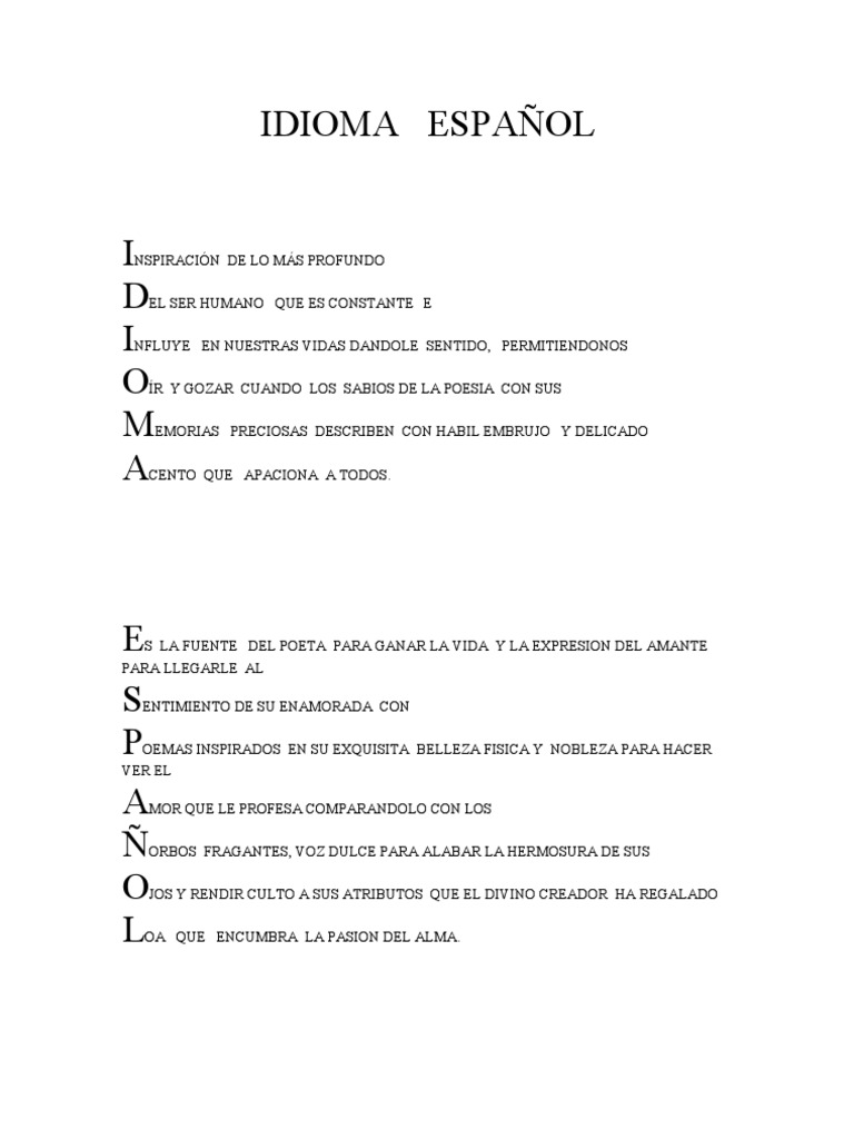 Acrostico Idioma Español | PDF