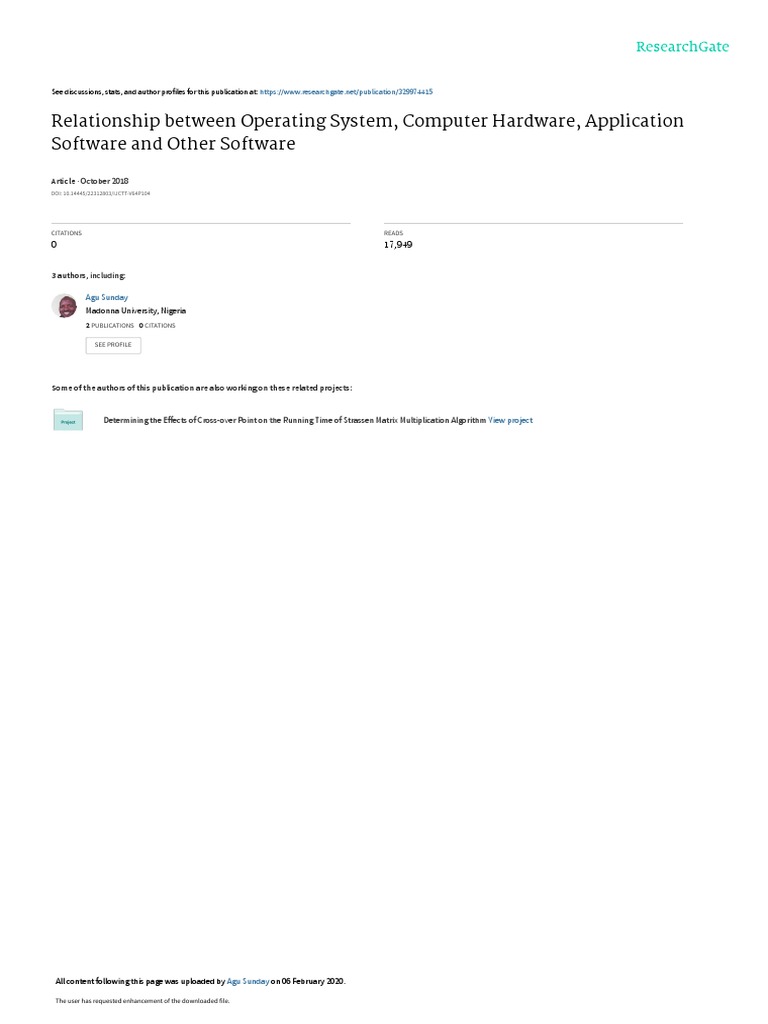 Relationship Between Operating Systems, Computer Hardware, Application Software and I/O Devices ...
