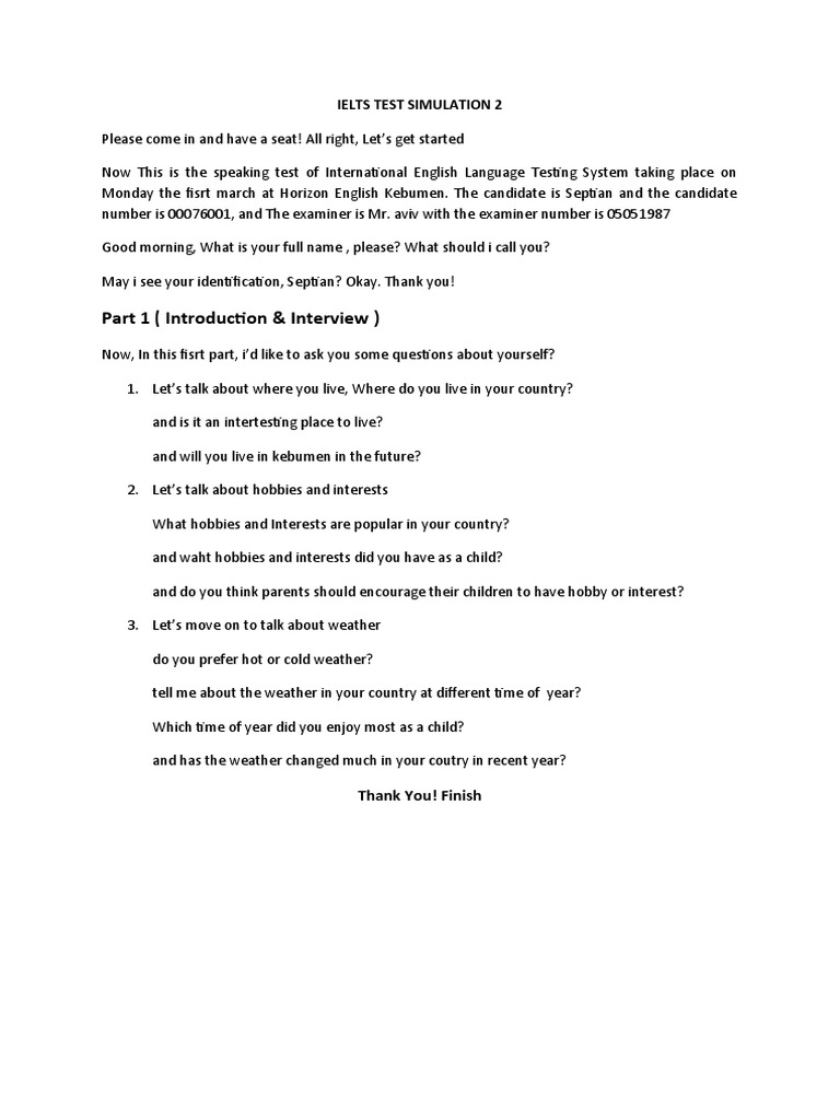 Ielts Test Simulation 2 | PDF | International English Language Testing ...
