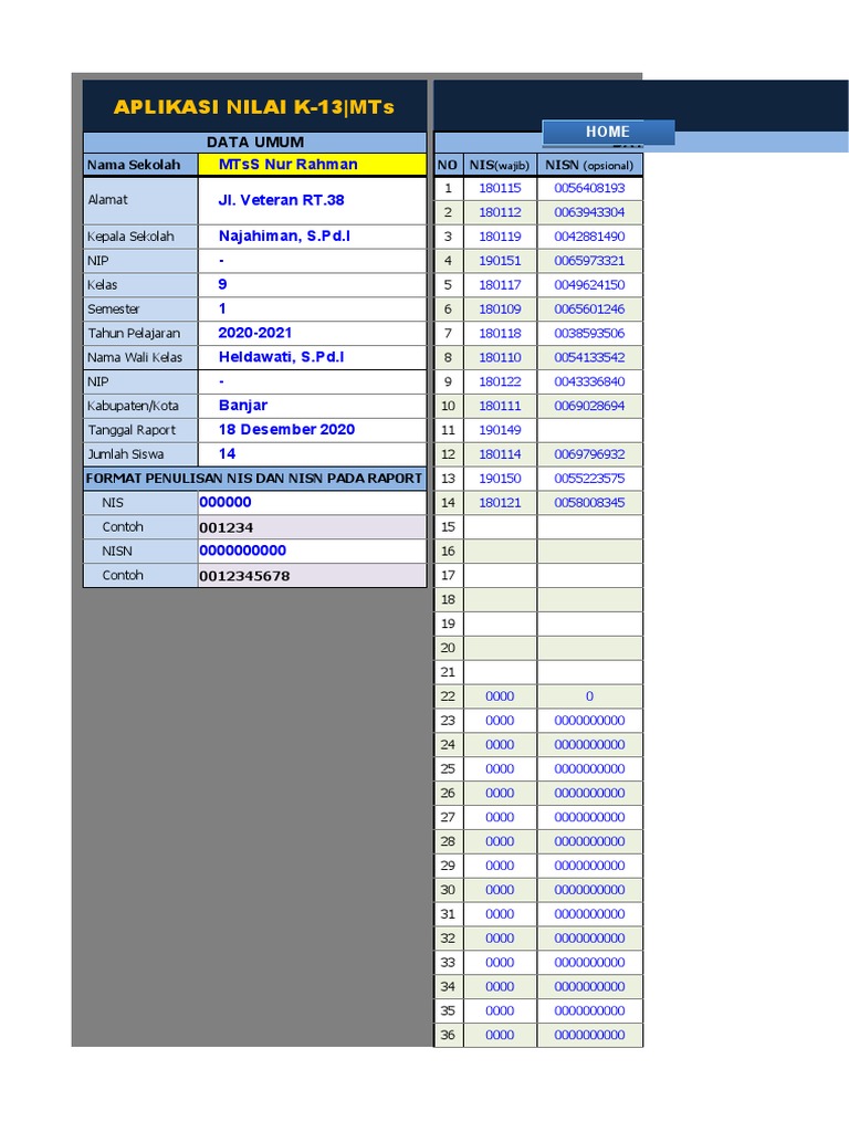 Raport K13 Kelas 9 | PDF