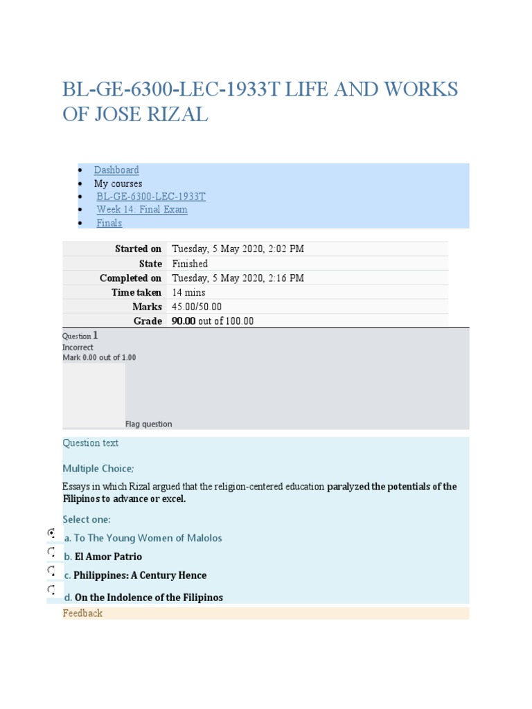 BL-GE-6300-LEC-1933T LIFE AND WORKS of Jose Rizal | PDF | Philippines BL-GE-6300-LEC-1933T LIFE AND WORKS of Jose Rizal | PDF | Philippines