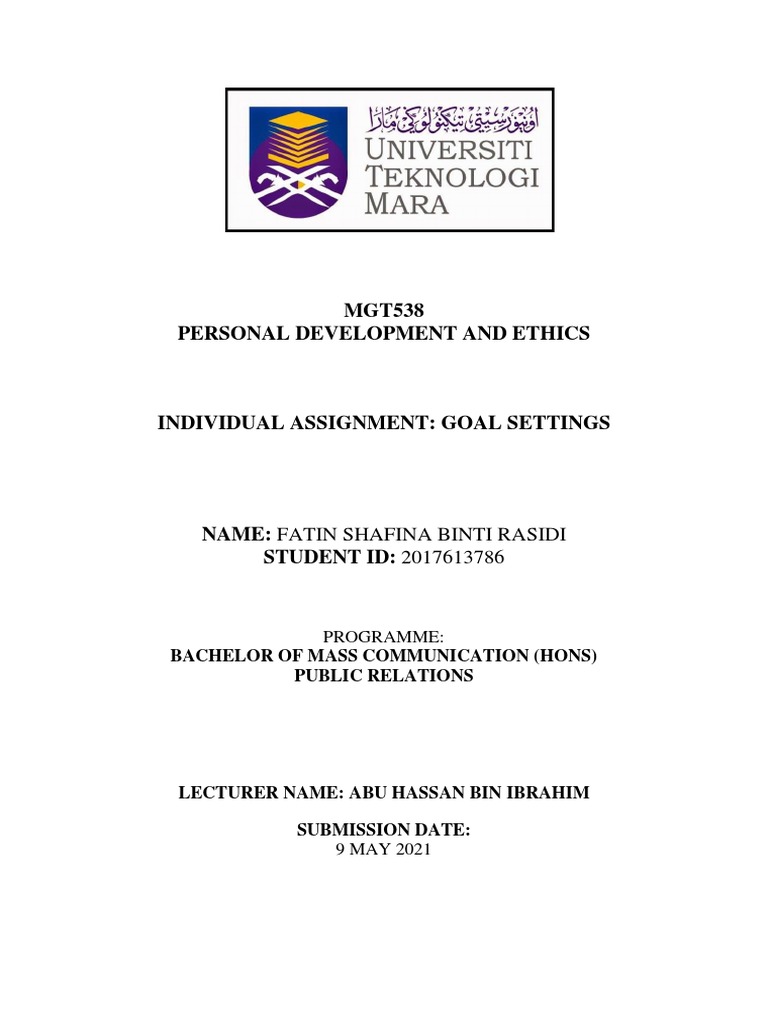 MGT538 Goal Setting Assignment | PDF | Goal | Goal Setting