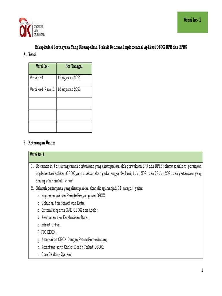 QnA OBOX Versi 1 Revisi - 16 Agustus 2021 | PDF