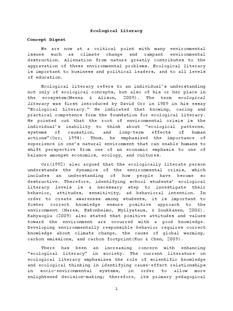 Ecological Literacy | PDF | Ecology | Sustainability