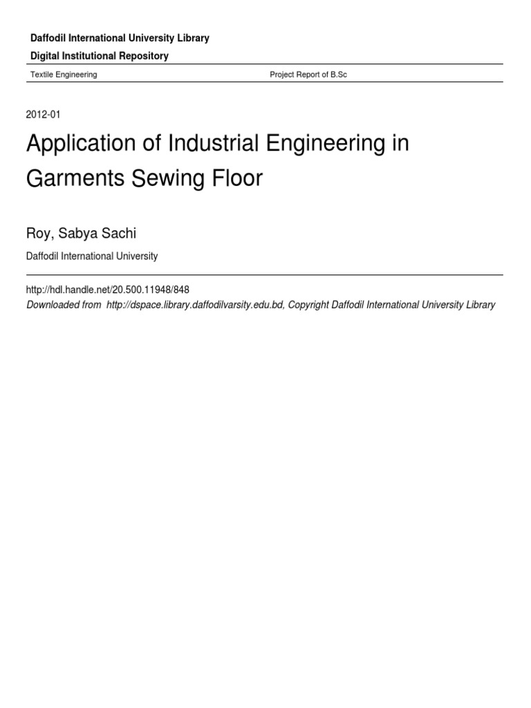 Application of Industrial Engineering in Garments Sewing Floor | PDF ...