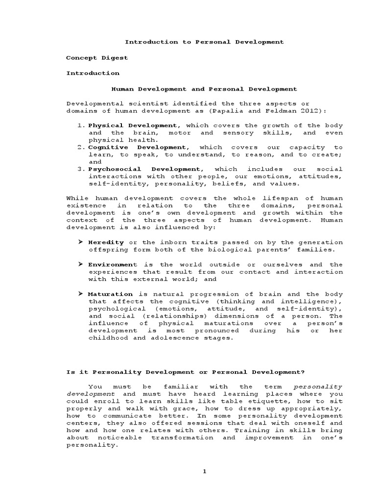 Introduction To Personal Development | PDF | Developmental Psychology ...