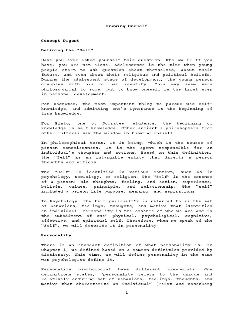 Knowing OneSelf | PDF | Self | Knowledge