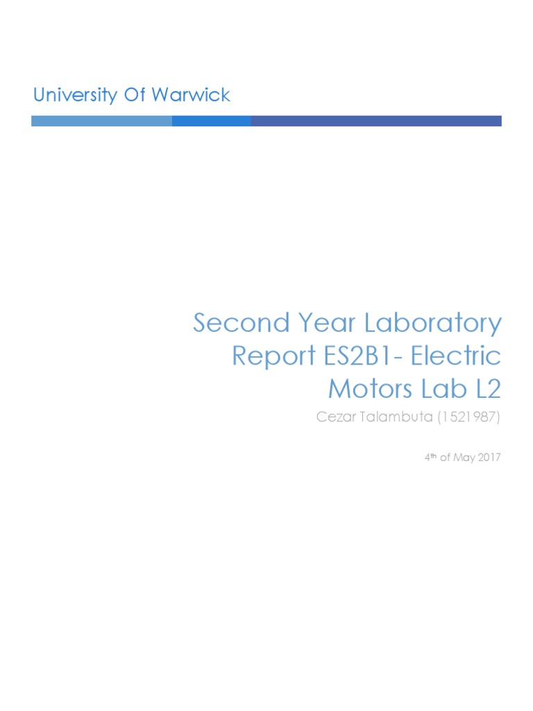 Second Year Laboratory Report ES2B1-Electric Motors Lab L2: University ...
