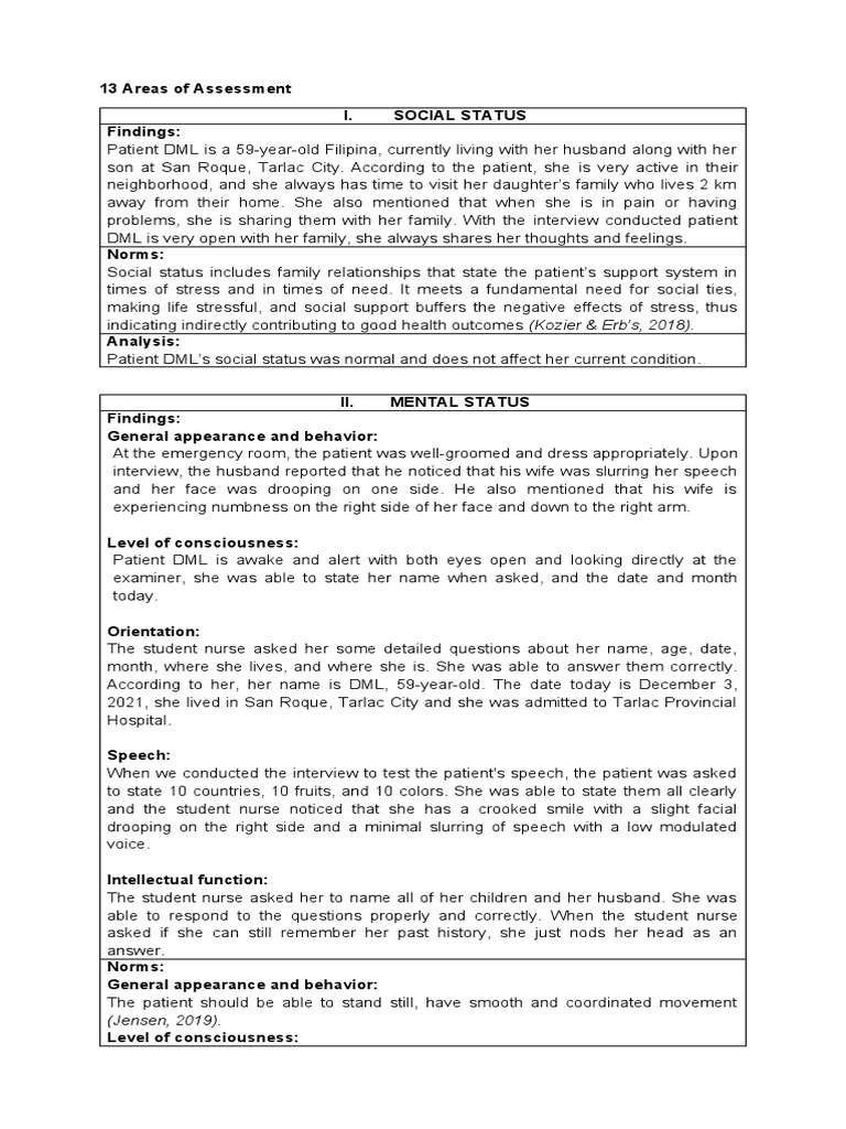 13 Areas of Assessment 1 6 Revised | PDF | Senses | Perception