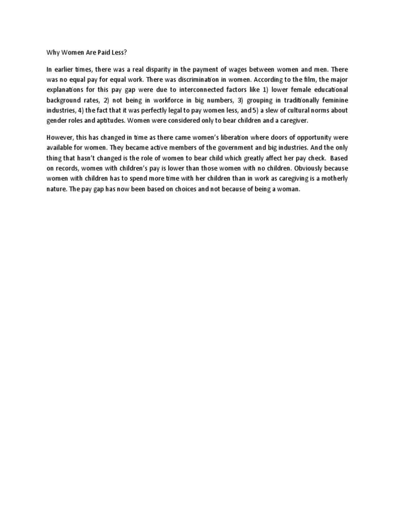 Why Women Are Paid Less Summary | PDF