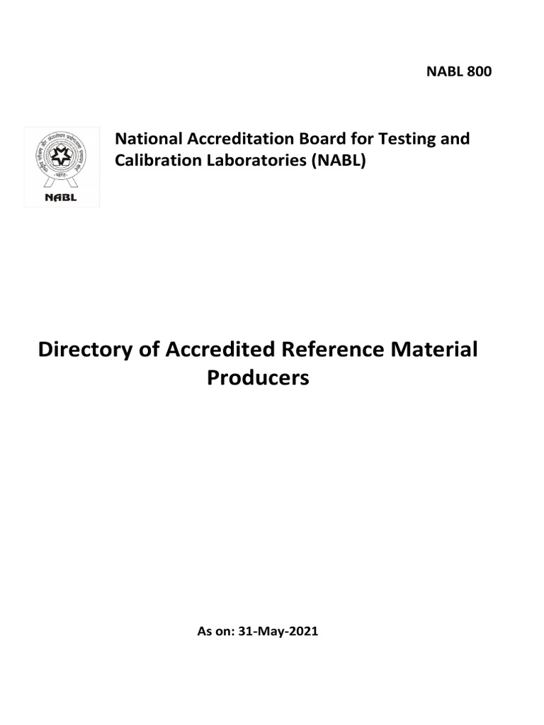 Directory of Accredited Reference Material Producers | PDF