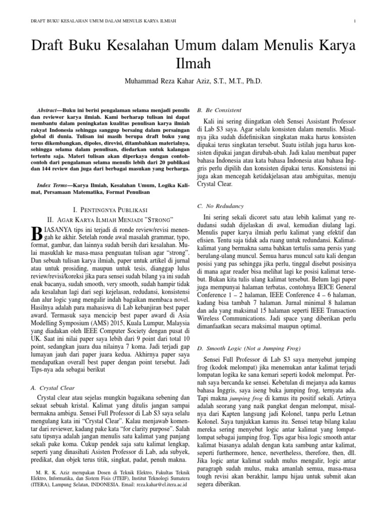 Draft Buku Kelasahan Umum Menulis Karya Ilmiah | PDF | Kajian Bahasa Asing