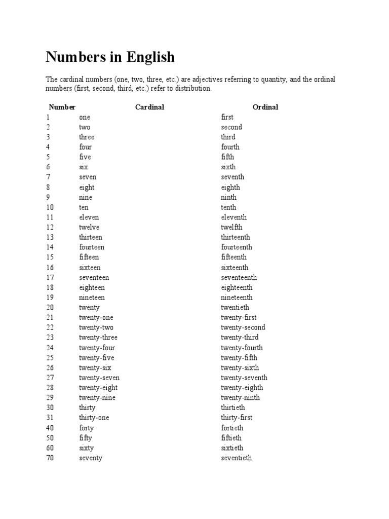 Numbers in English | PDF | Anno Domini | Lexicology