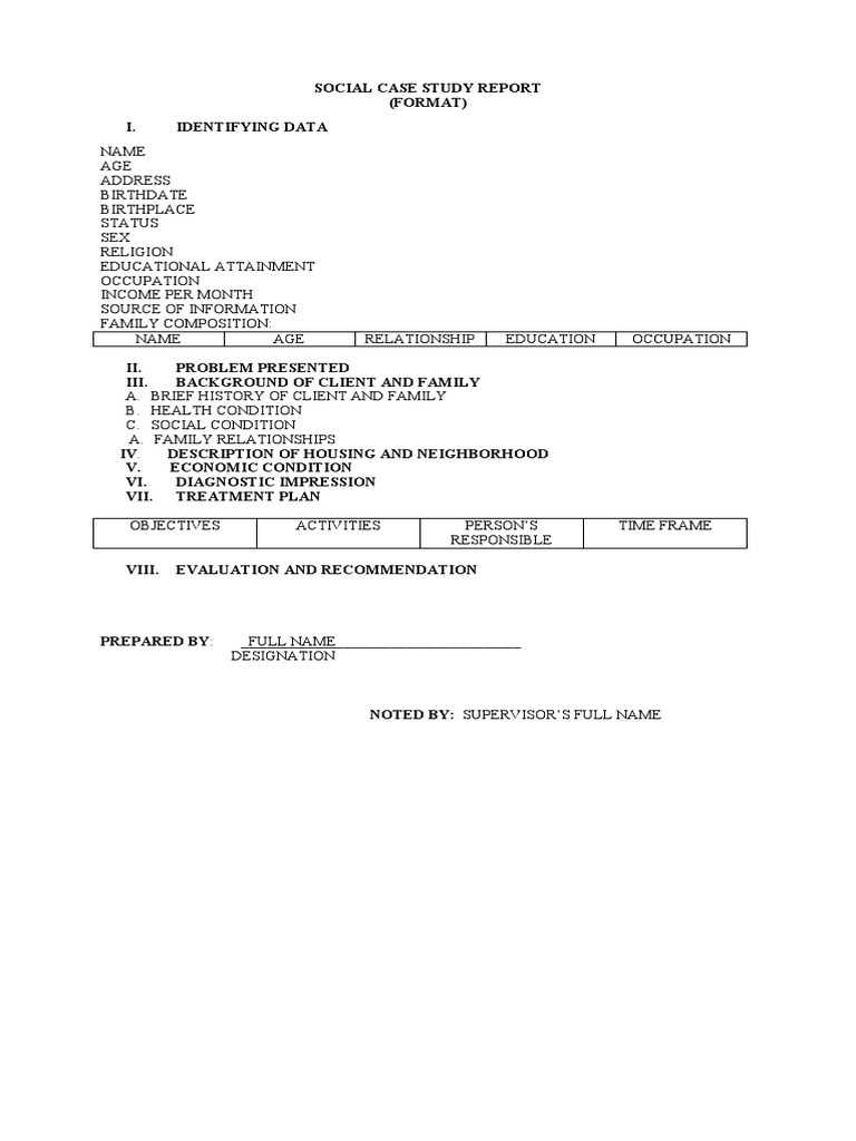Social Case Study Report | PDF | Psychiatry | Psychology