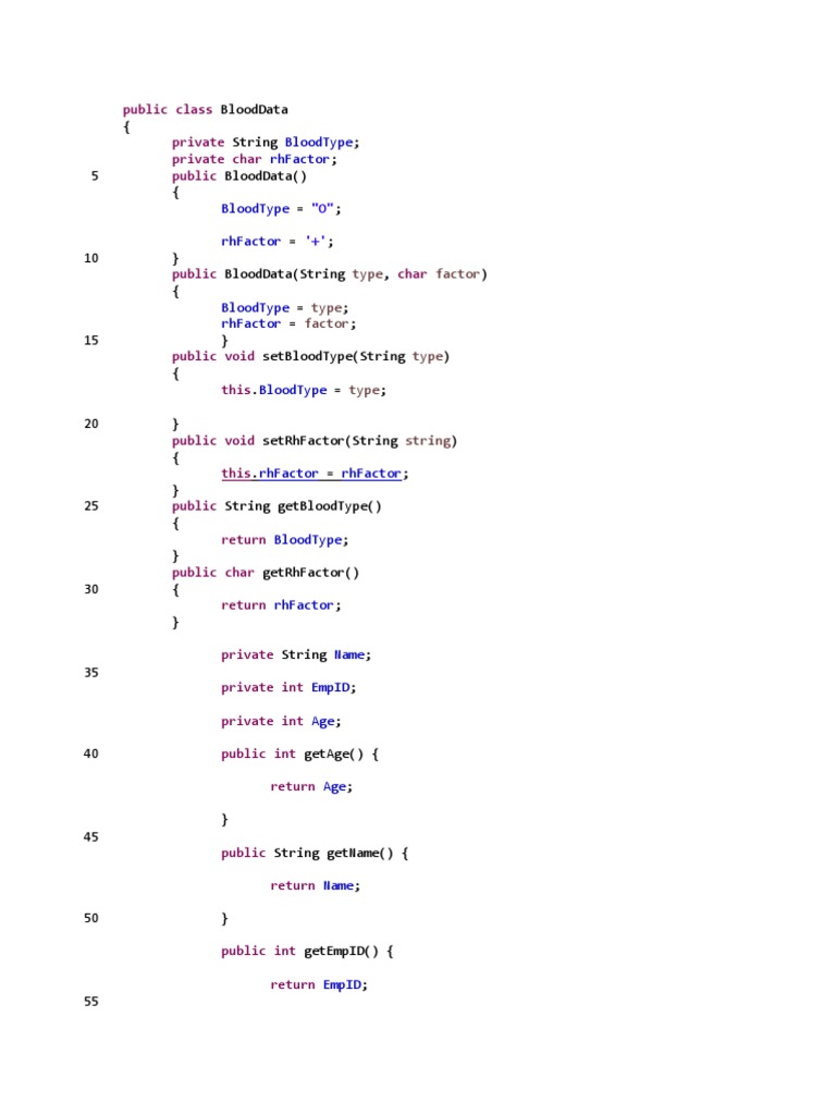 Public Class Private Private Char Public: Bloodtype Rhfactor | PDF