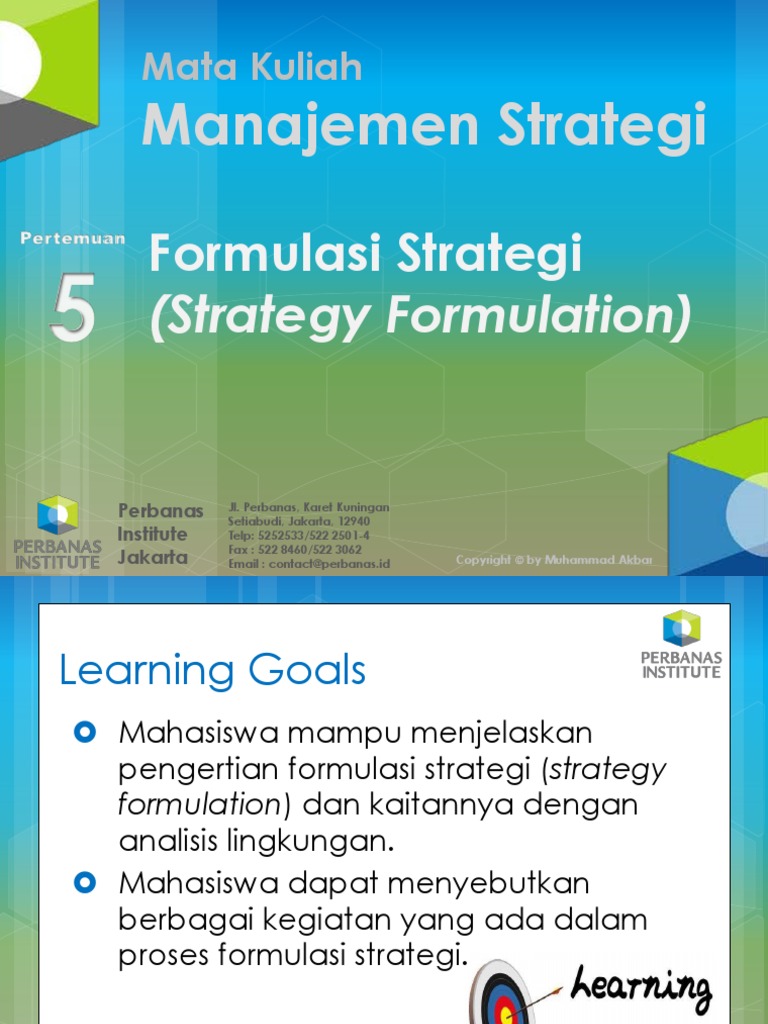 Formulasi Strategi (Strategic Formulation) | PDF