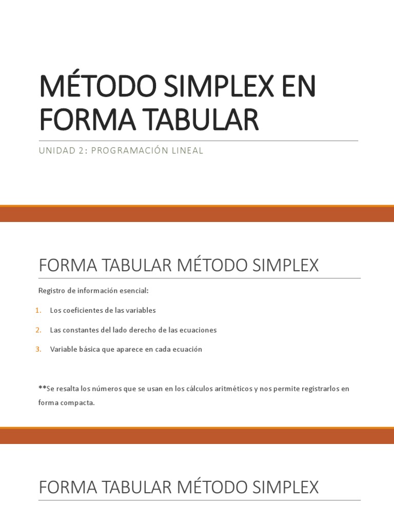 Método Simplex en Forma Tabular | PDF | Ciencia computacional ...