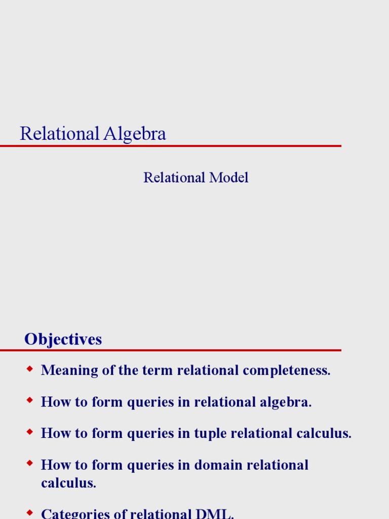 Lecture 2 Relational Algebra | PDF | Relational Model | Software ...