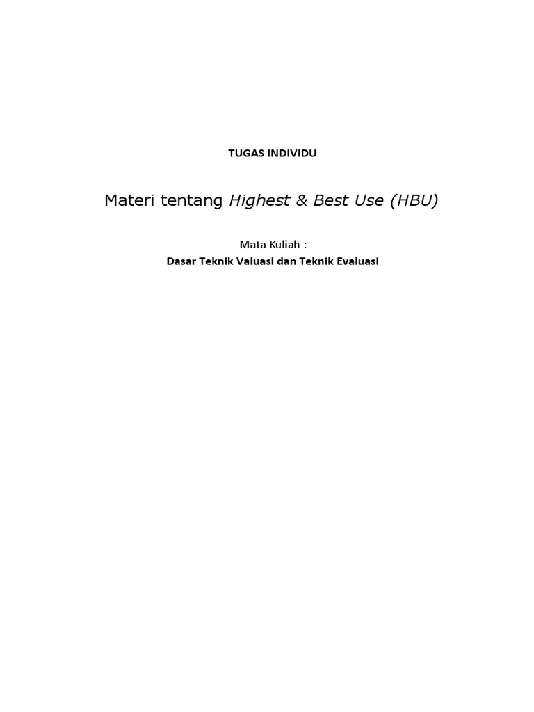 Tugas High and Best Use | PDF | Bisnis