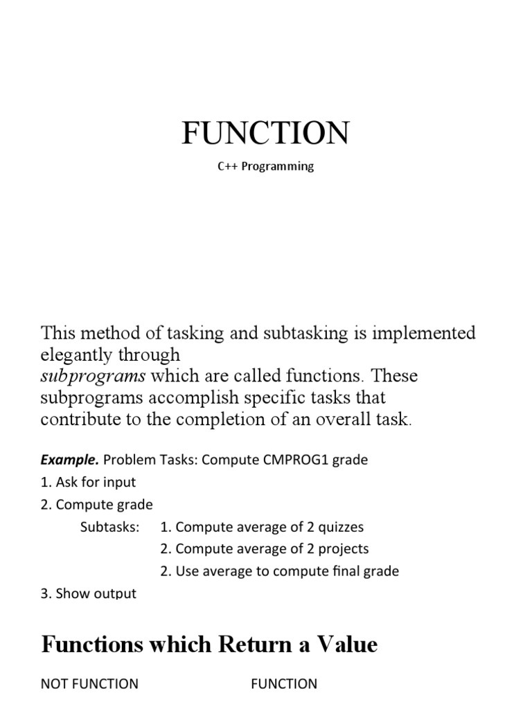 Functions In C Programming Passing Parameters And Returning Values