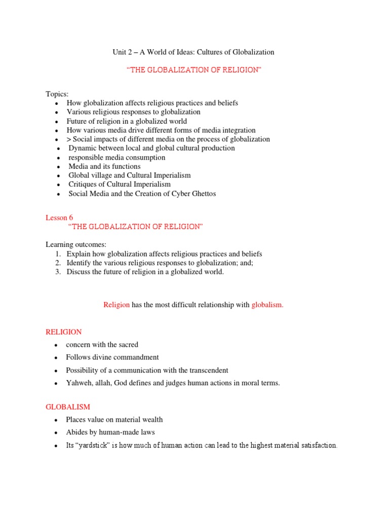 The Globalization of Religion | PDF | Globalization | Consumerism