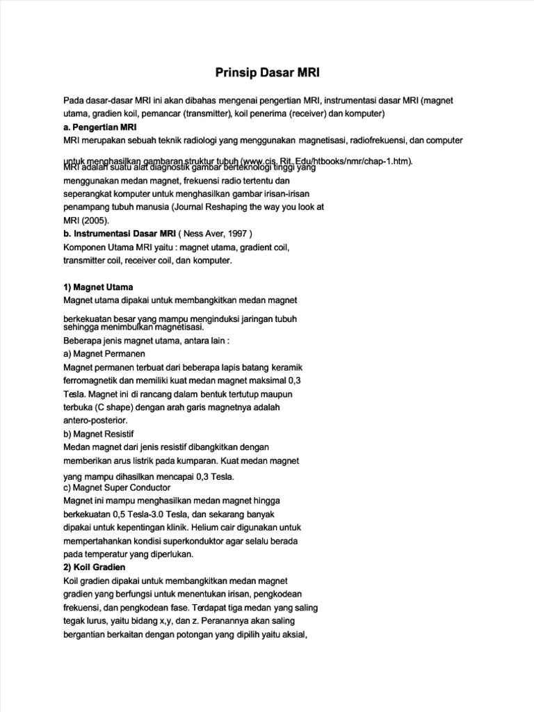 PDF Prinsip Dasar Mri DL | PDF | Teknologi & Rekayasa