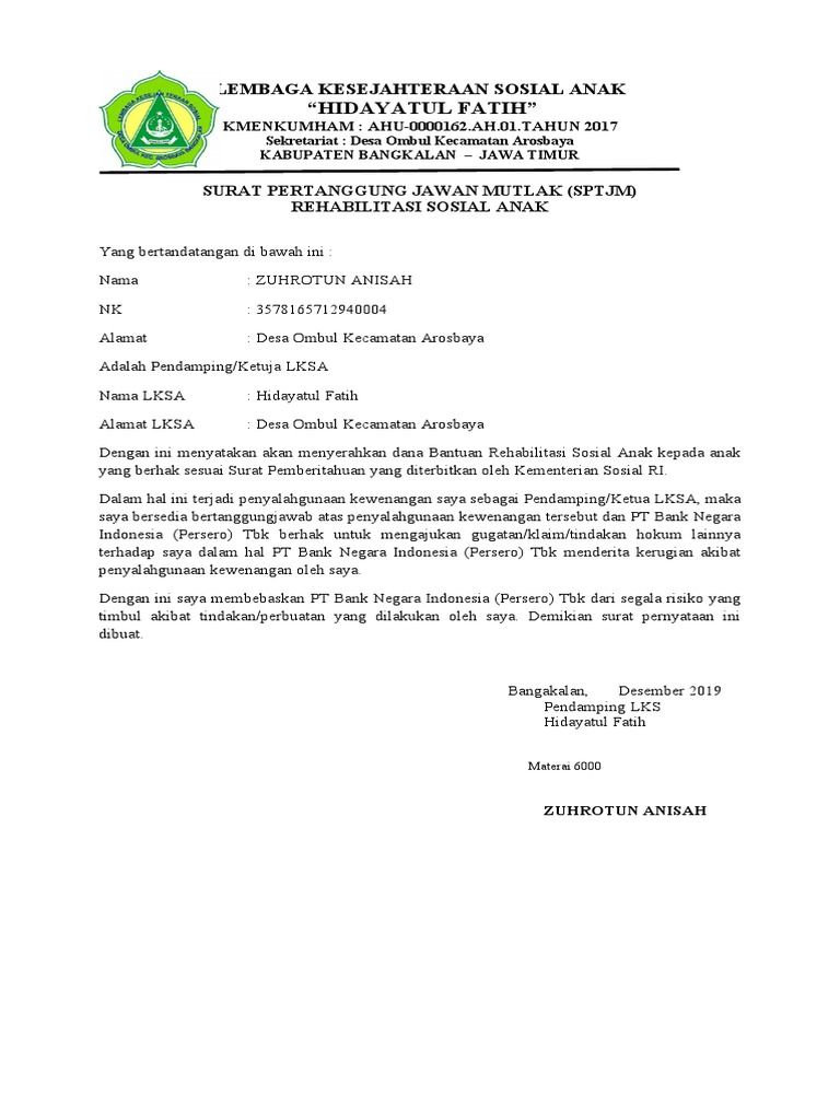 Form SPTJM | PDF | Ilmu Sosial