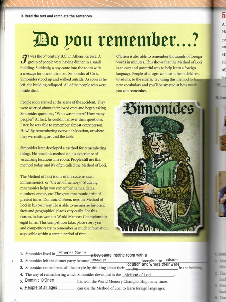 Learn how Simonides invented the Method of Loci memory technique | PDF ...