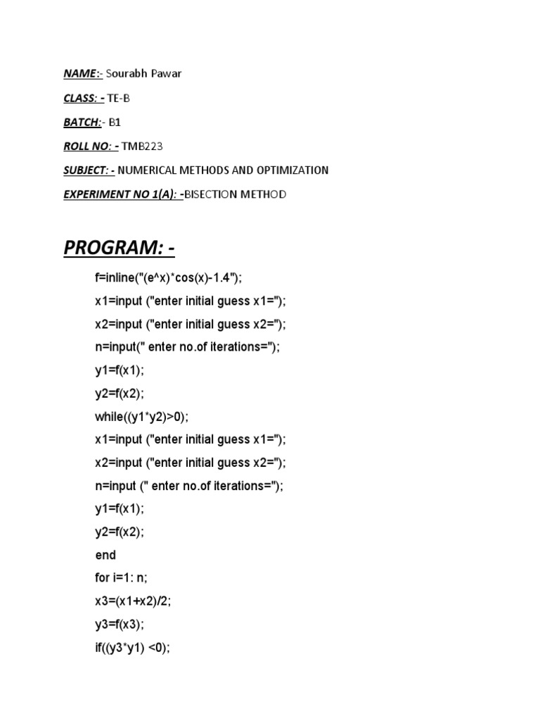 Program: - : Name:-Sourabh Pawar Class: - Te-B Batch: - B1 Roll No ...