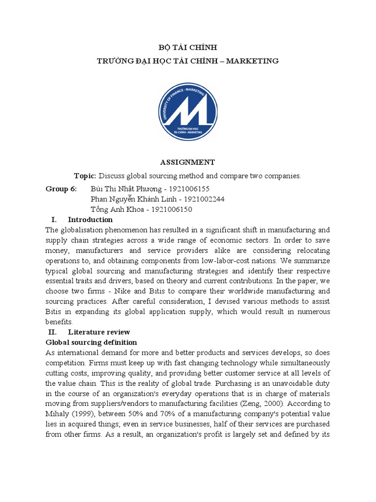 Nike vs. Bitis: Global Sourcing Strategies | PDF | Supply Chain | Nike