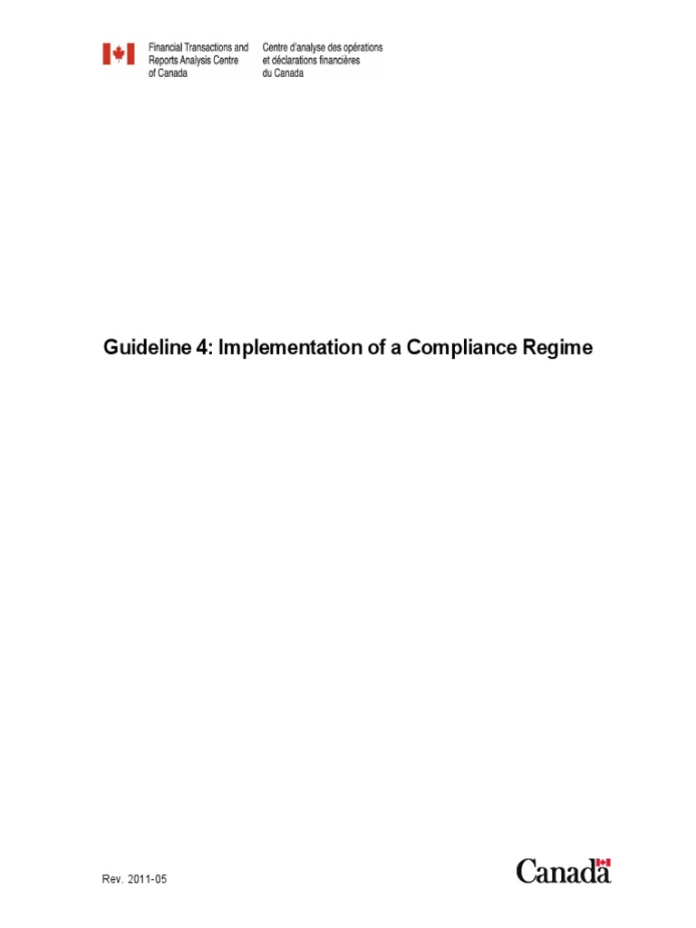 FINTRAC Guideline 4-Implementation of A Compliance Regime 2011 | PDF ...