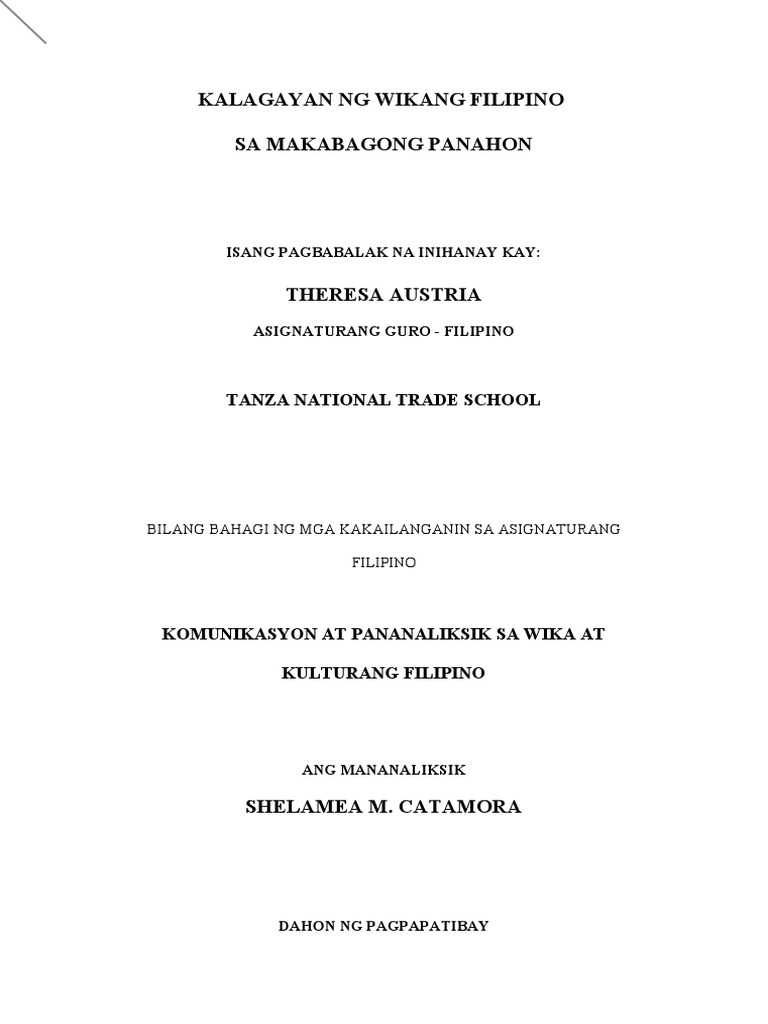 Tesis Sa Filipino | PDF