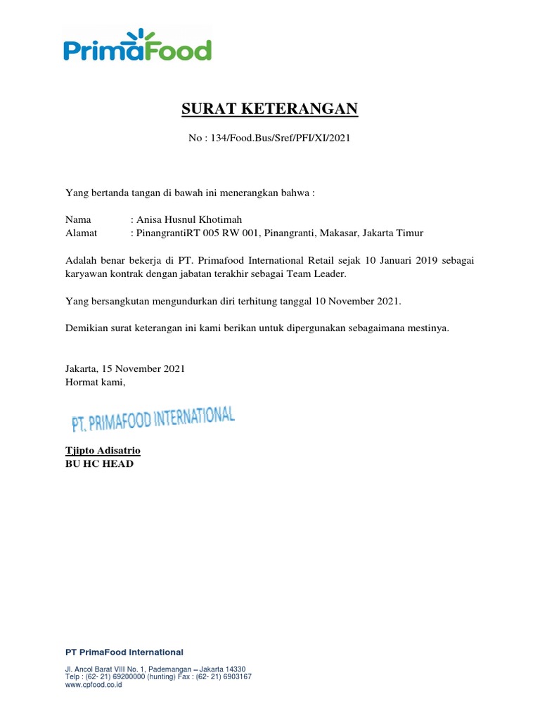 PT. Primafood International | PDF