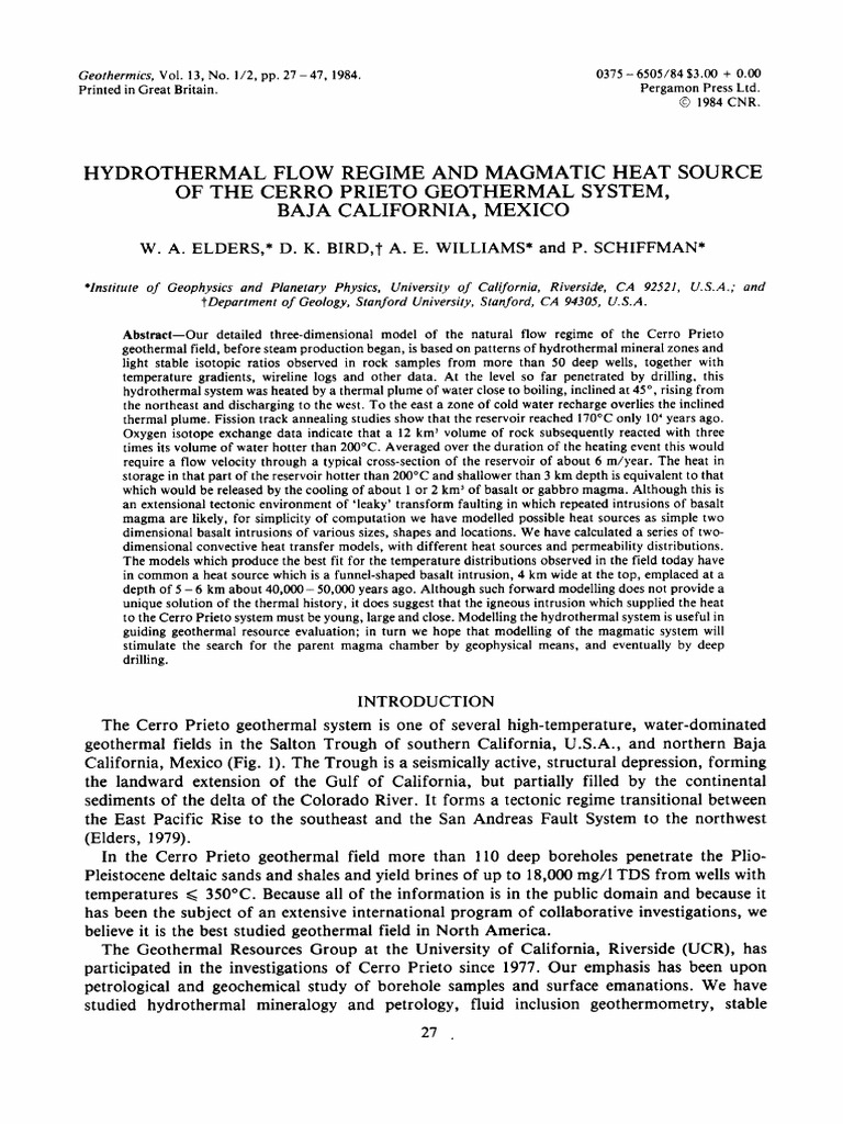 Hydrothermal Flow Regime and Magmatic Heat Source of The Cerro Prieto ...