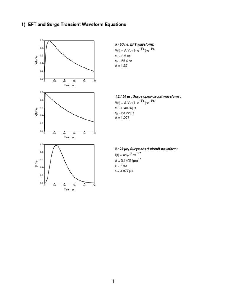 EFT and Surge Waveform Equations | PDF | Electrical Impedance | Electronics