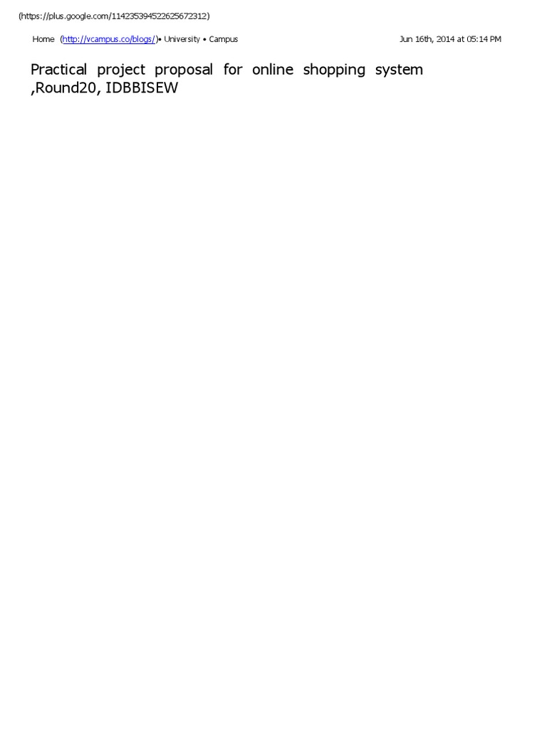 Practical Project Proposal For Online Shopping System, Round20 ...