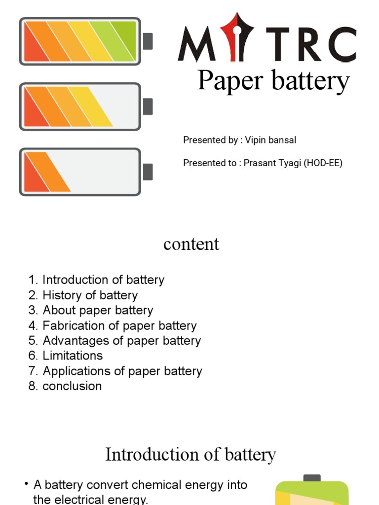 Understanding Paper Batteries: Benefits & Uses | PDF | Electrical ...