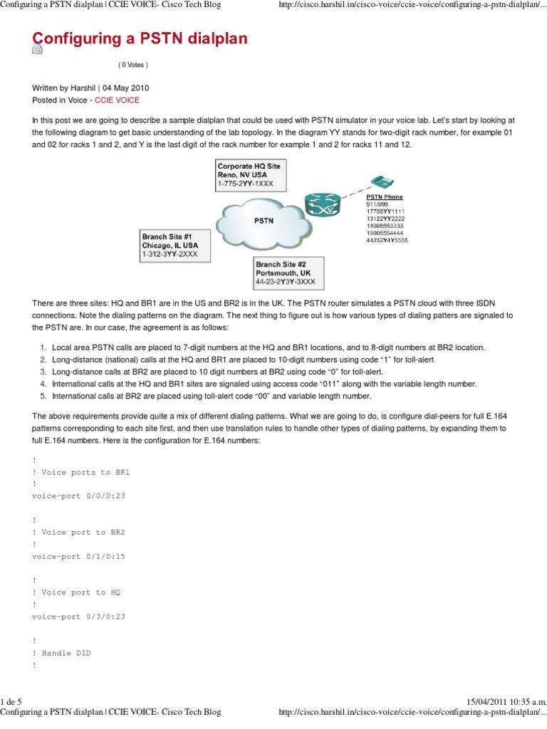 Configuring A PSTN Dialplan - CCIE VOICE - Cisco Tech Blog | PDF ...
