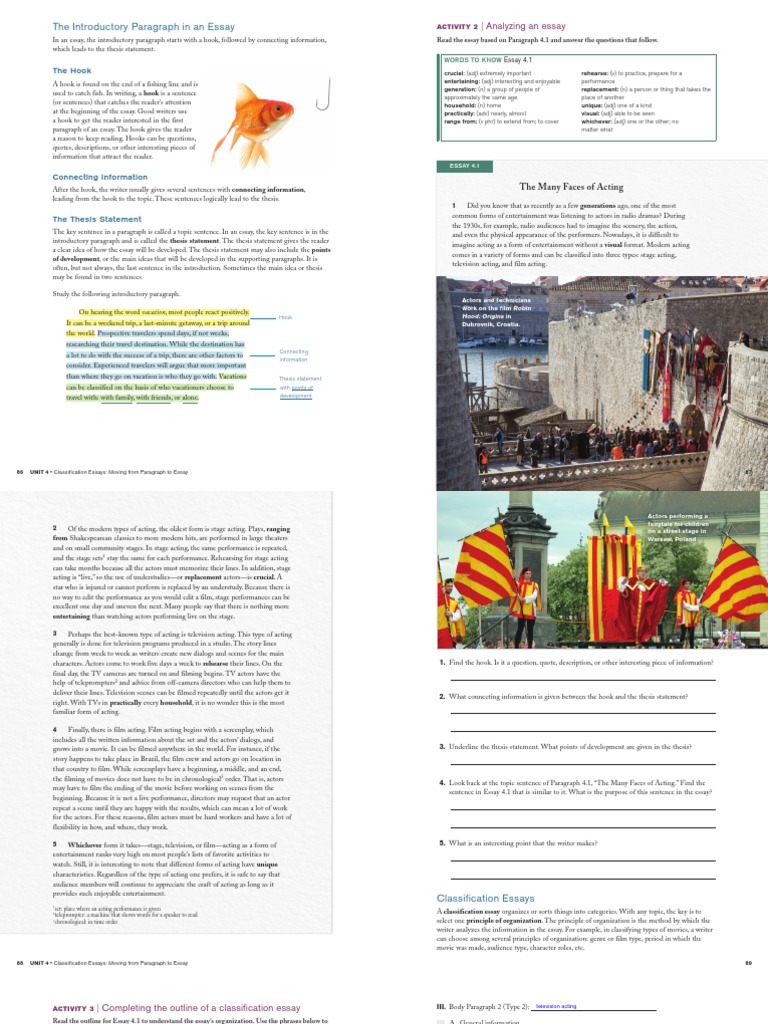 Activity 1 Completing The Outline | PDF | Essays | Actor